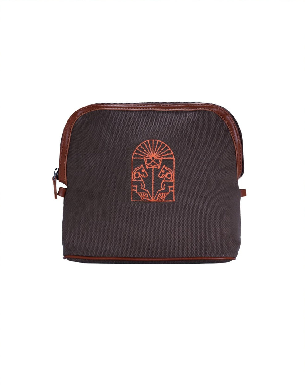 LARGE LOGO TOILETRY BAG (DARK BROWN)